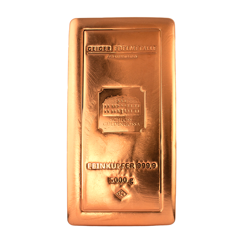 Kupferbarren Geiger original - 1 kg - gegossen quadratisch .9999 | 1321002
